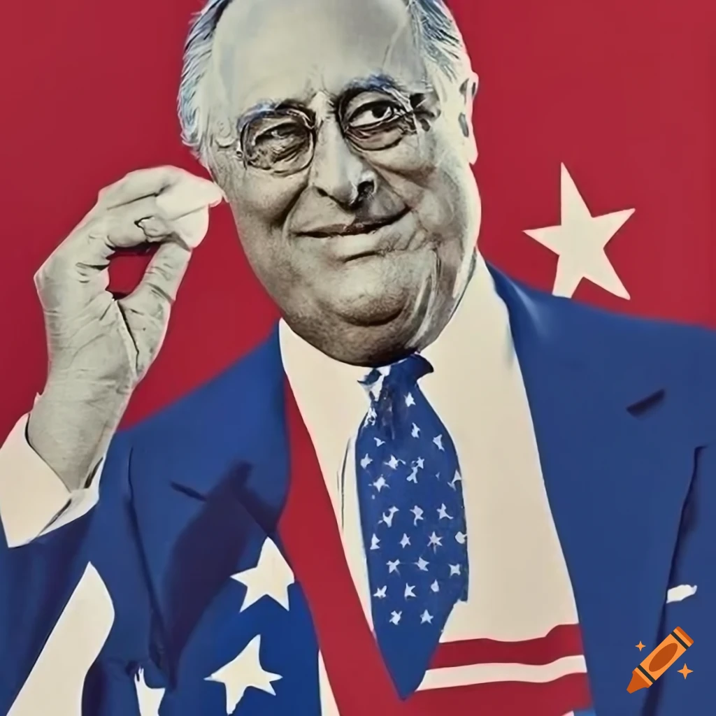 Patriotic campaign poster for franklin d roosevelt
