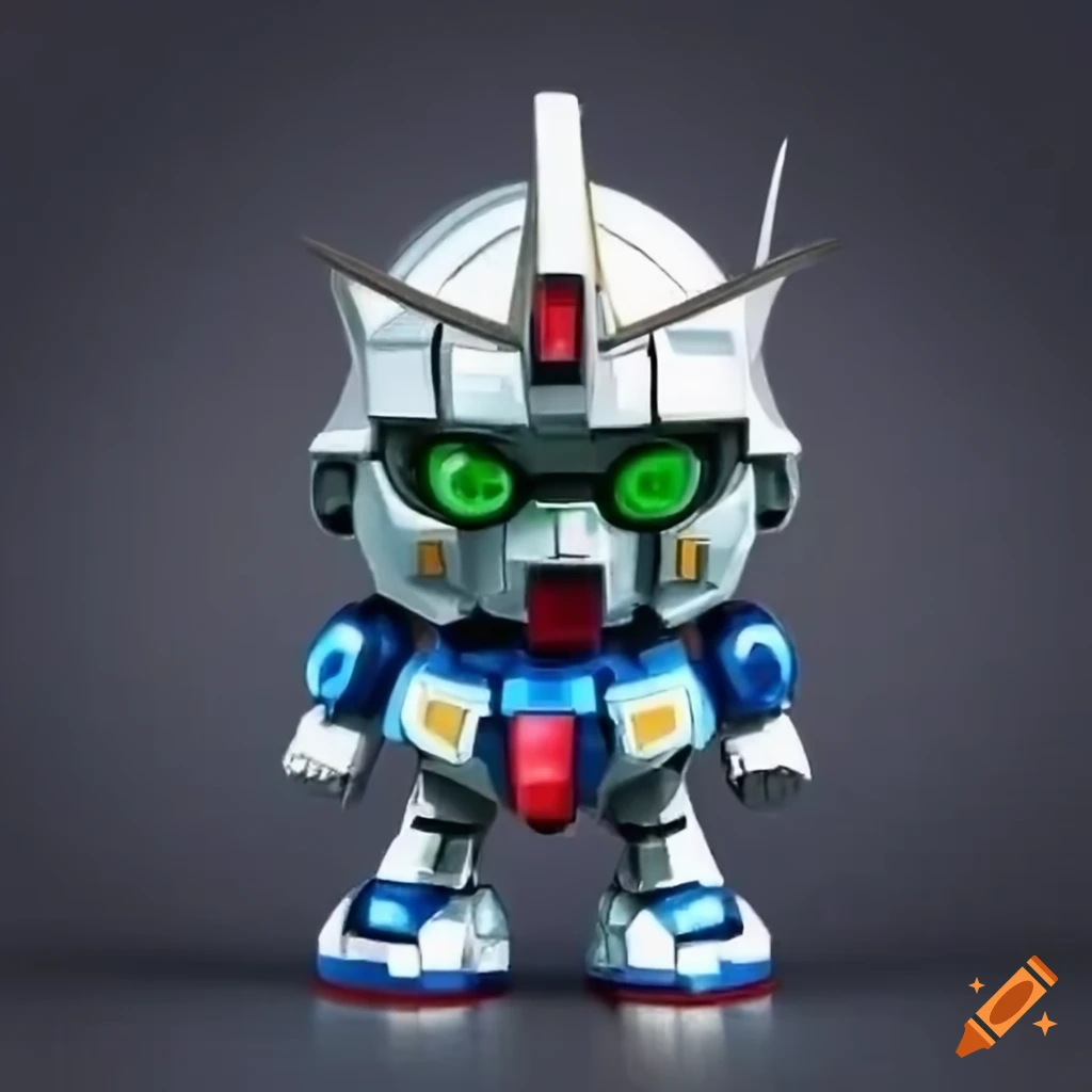 Chibi gundam robot with googly eyes on Craiyon