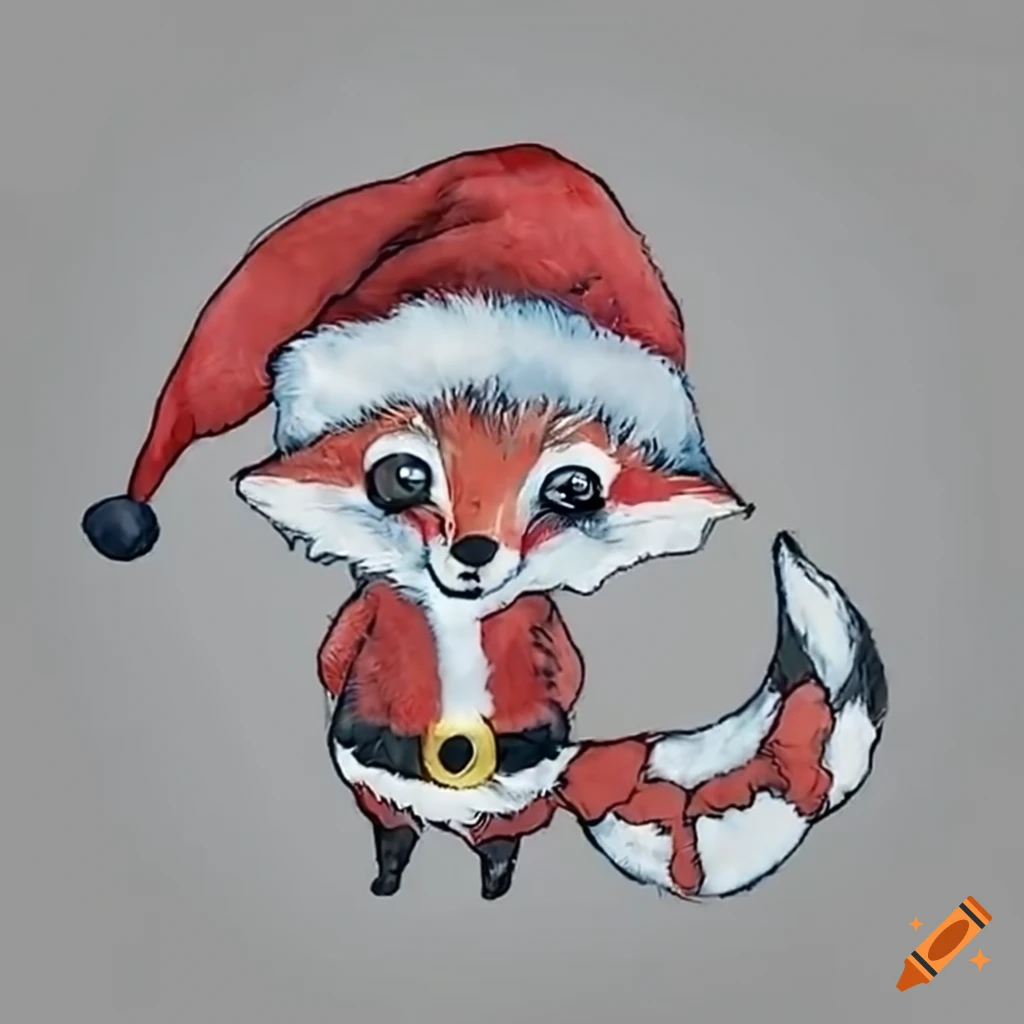 Cute fox in a santa claus outfit on Craiyon
