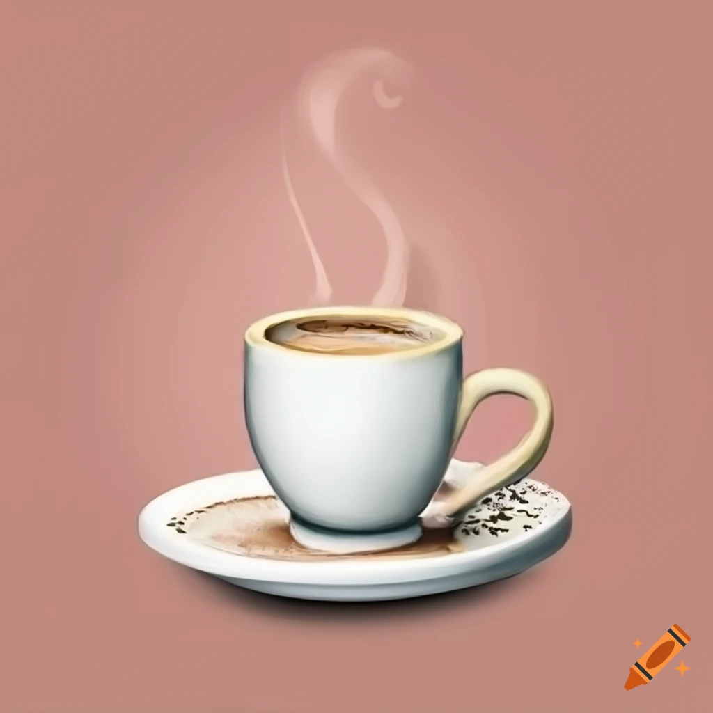 Realistic pastel illustration of a coffee cup