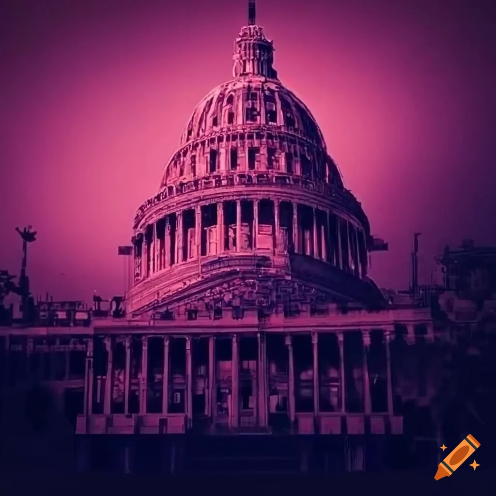 Flash art illustration of a busy government office on Craiyon