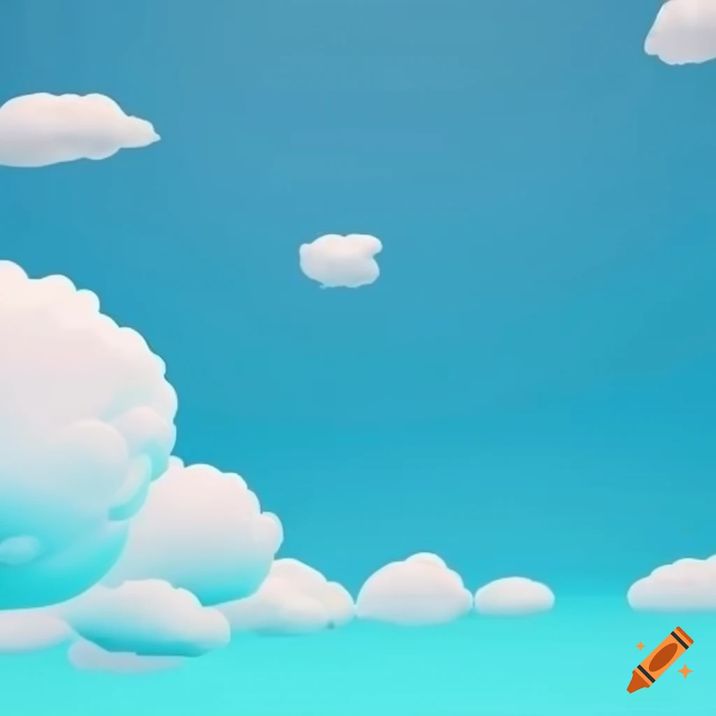 3D cartoon style blue sky with clouds on Craiyon