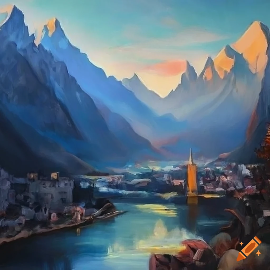 Oil painting of a remote part of norway on Craiyon