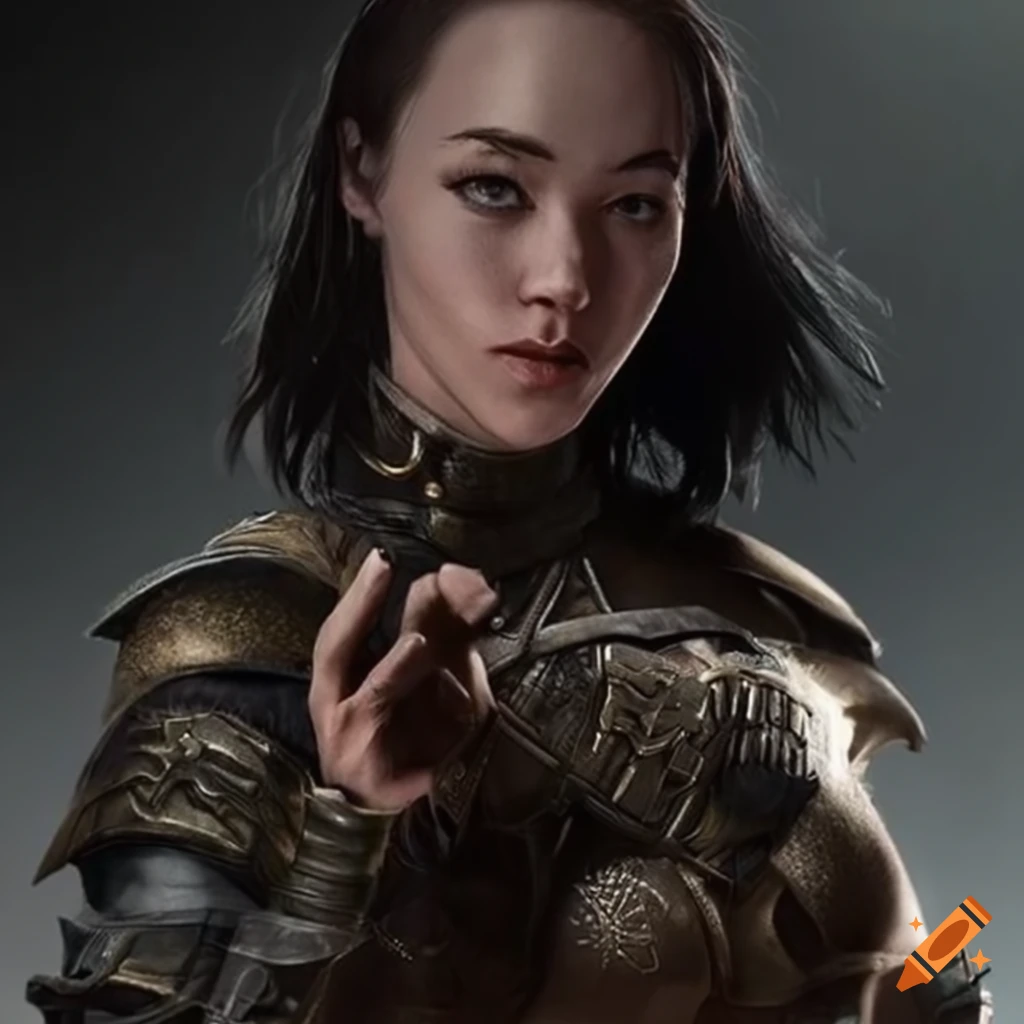 Cara gee in a detailed warrior outfit on Craiyon