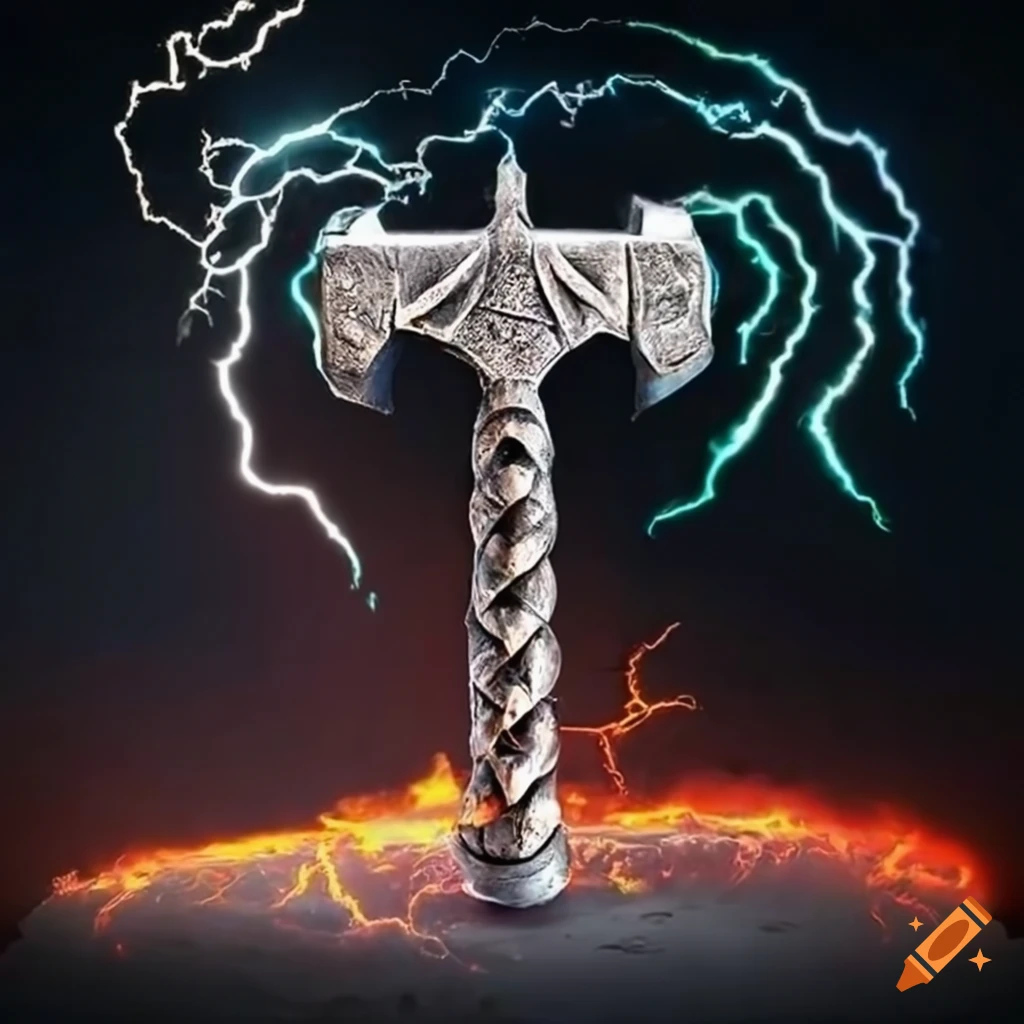 Creative crossover design of thor's hammer and batman's symbol on Craiyon