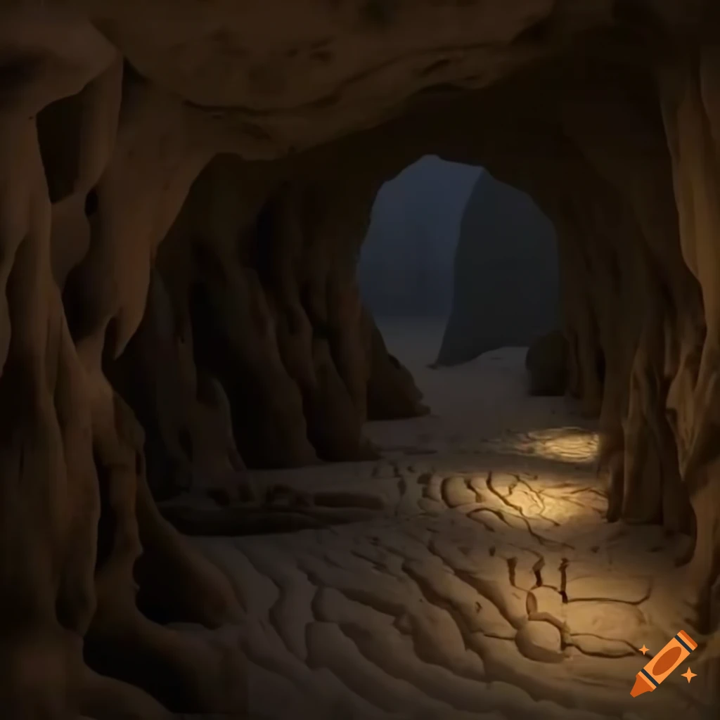 Flag with eyes in a dark cave on Craiyon