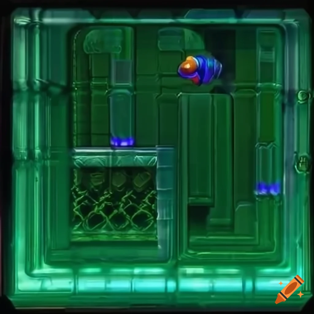 Pixel art of thick glass pipe tiles in Super Metroid game on Craiyon