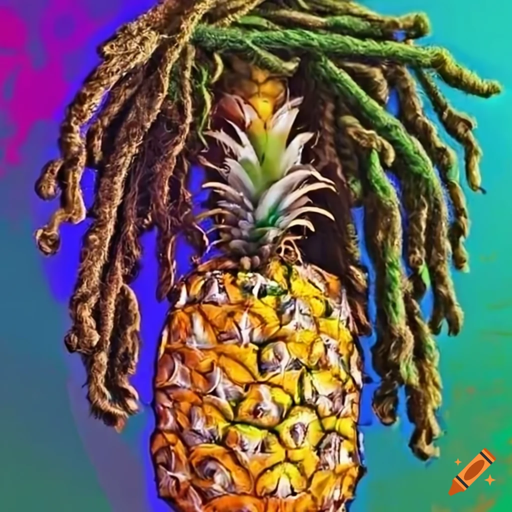 Funny pineapple with dreadlocks on Craiyon