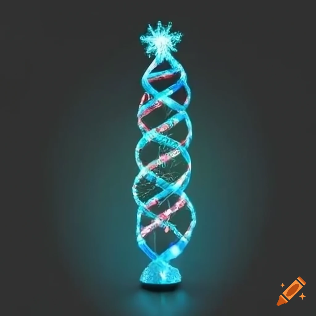 Christmas tree with dna double helix decorations on Craiyon