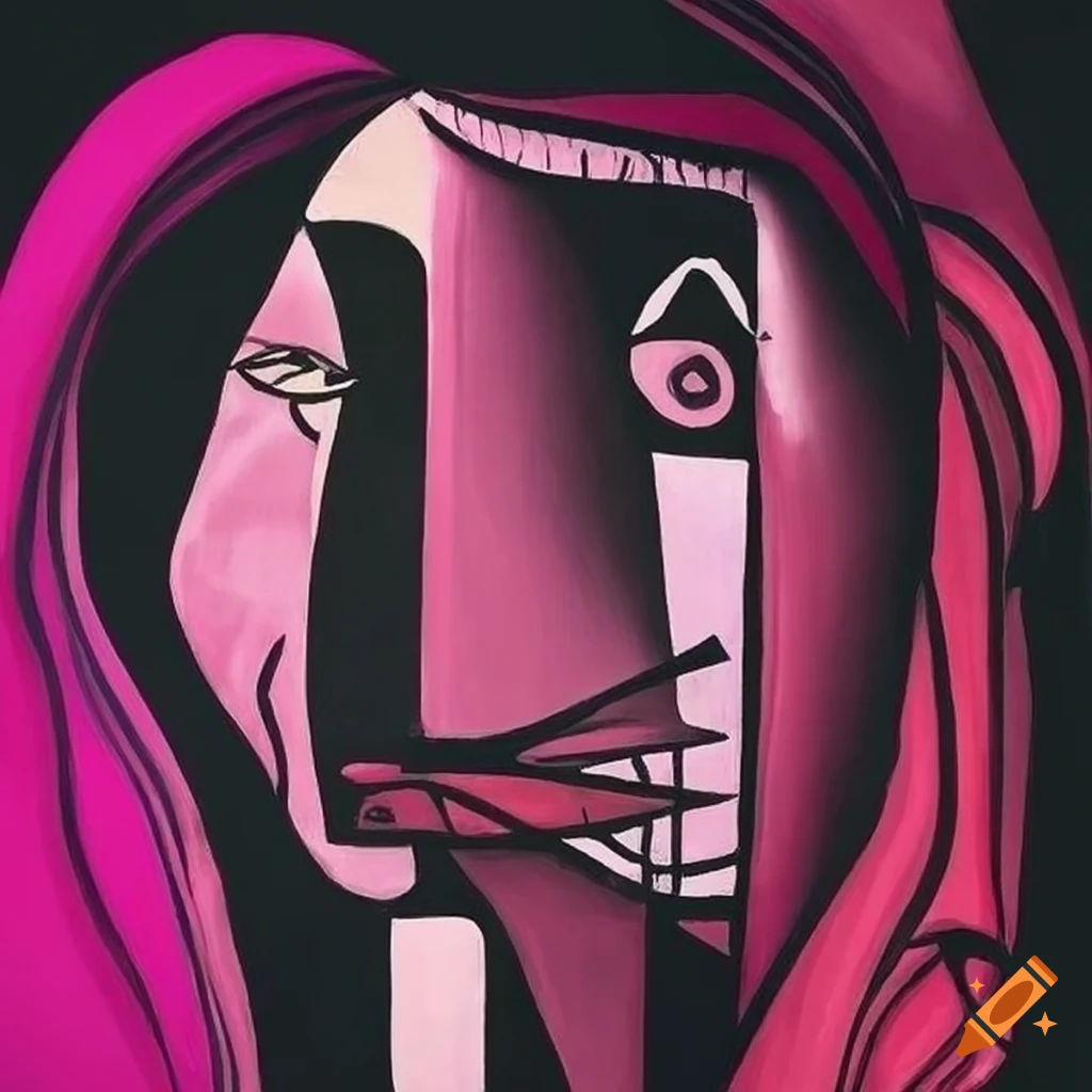 Black and pink painting by picasso on Craiyon