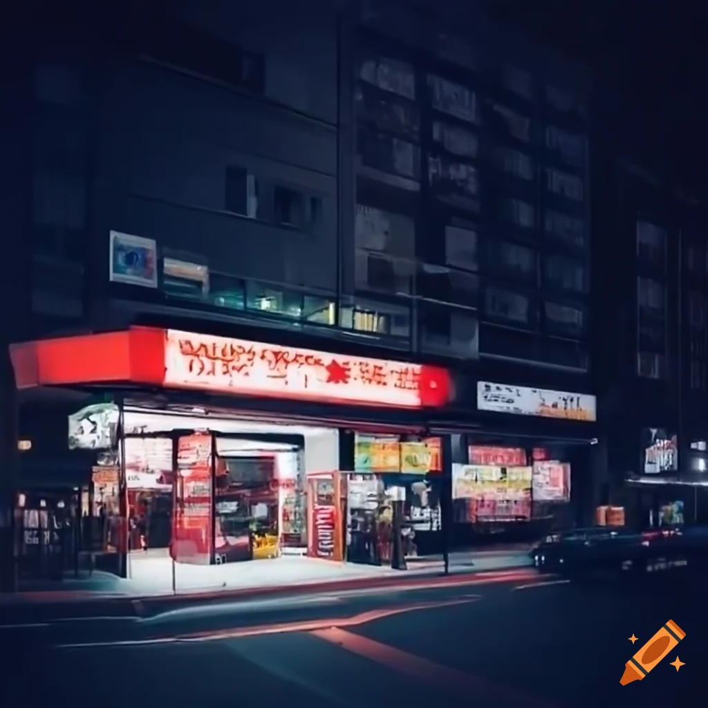 Grainy photo of a convenience store at night in japan on Craiyon