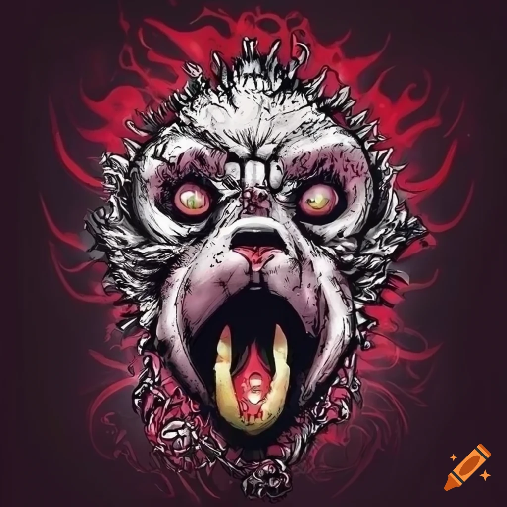 Psychedelic heavy metal comic logo with bear