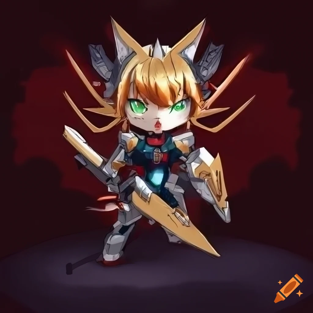 Metallic chibi robot in maid armor on Craiyon