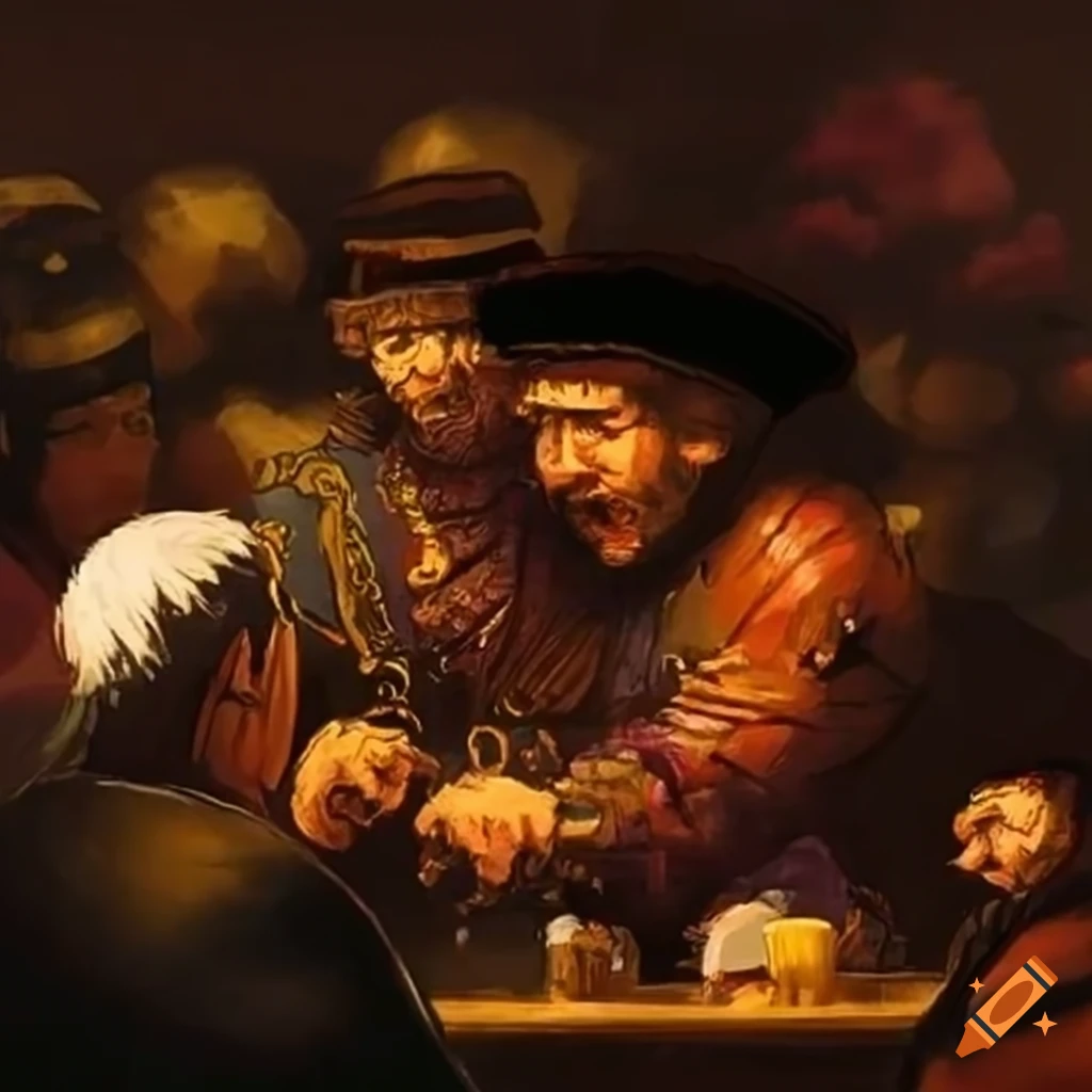 Dynamic artwork of a chaotic pub brawl