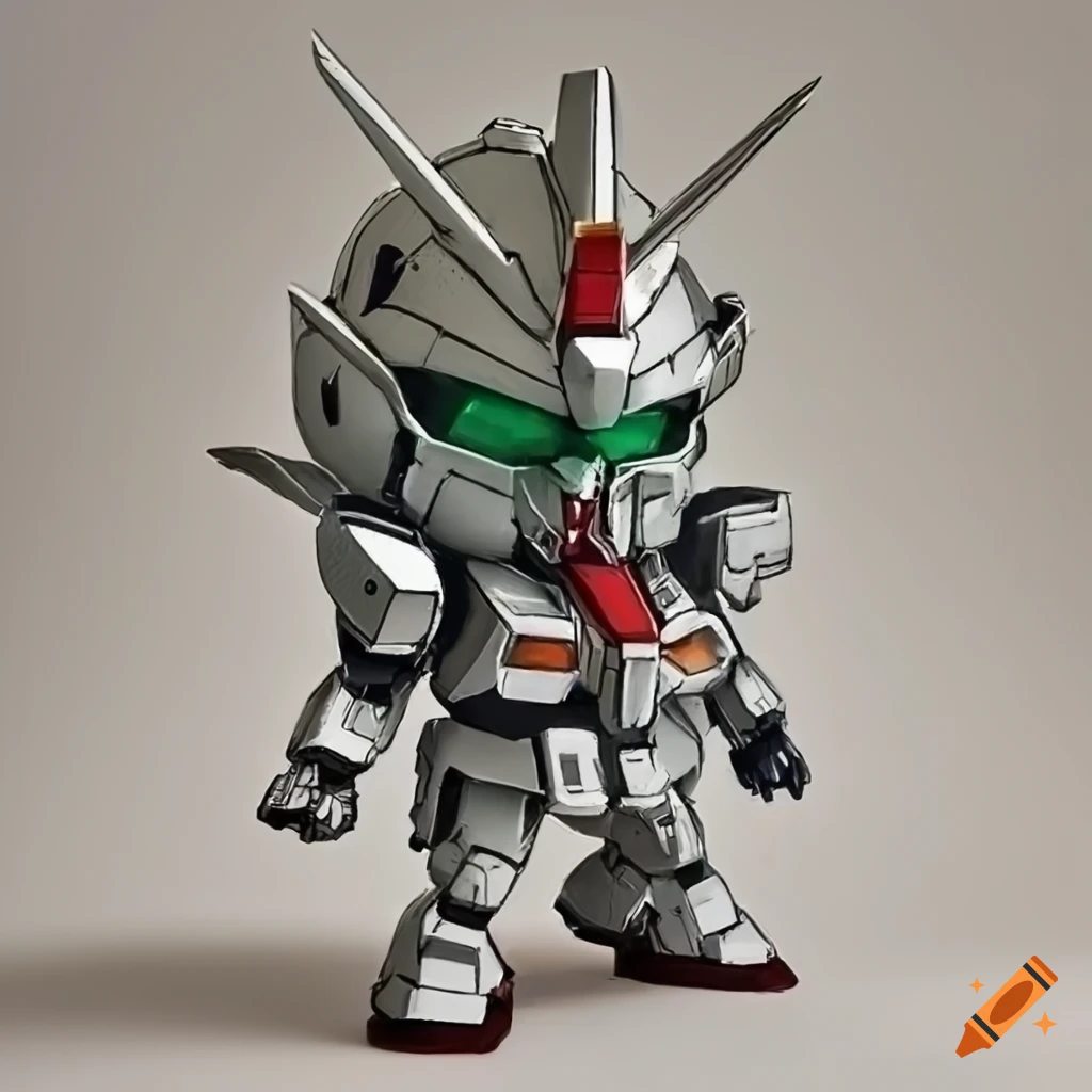 Chibi gundam robot maid in metallic armor on Craiyon