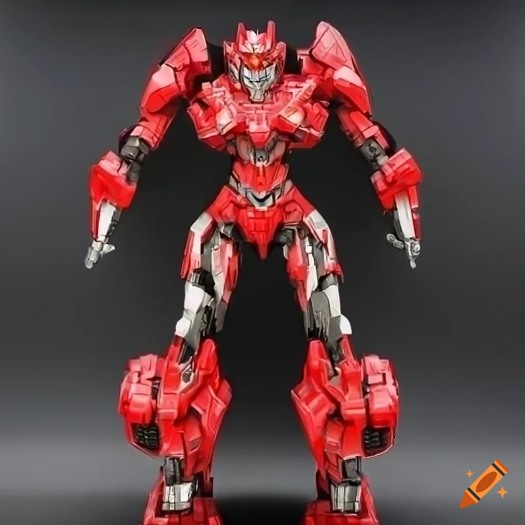 Photograph of a female red autobot resembling a red Prius on Craiyon