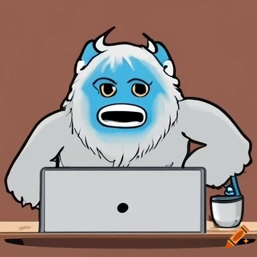Humorous yeti working at office desk on Craiyon