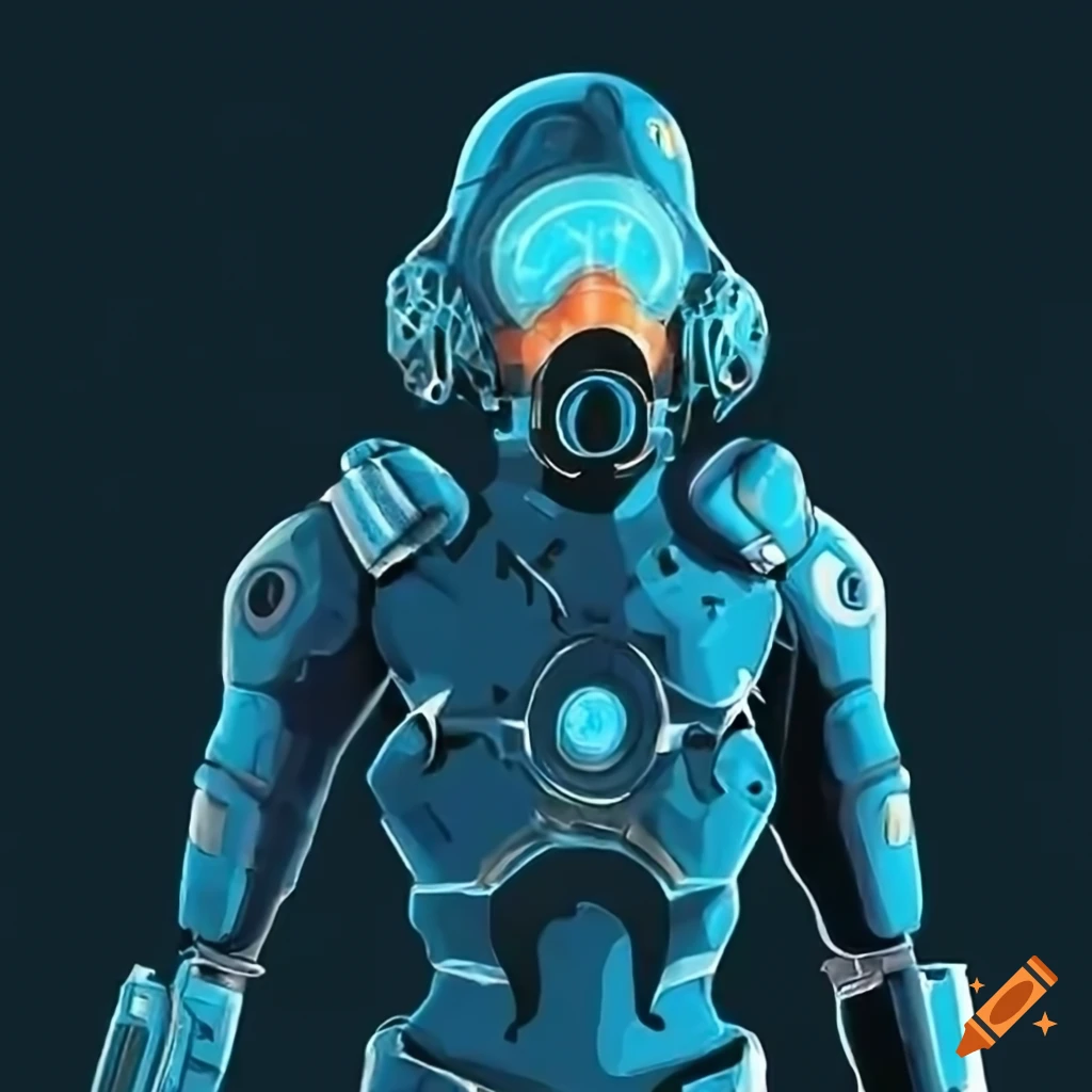 High tech armored assassin with dark blue outfit on Craiyon