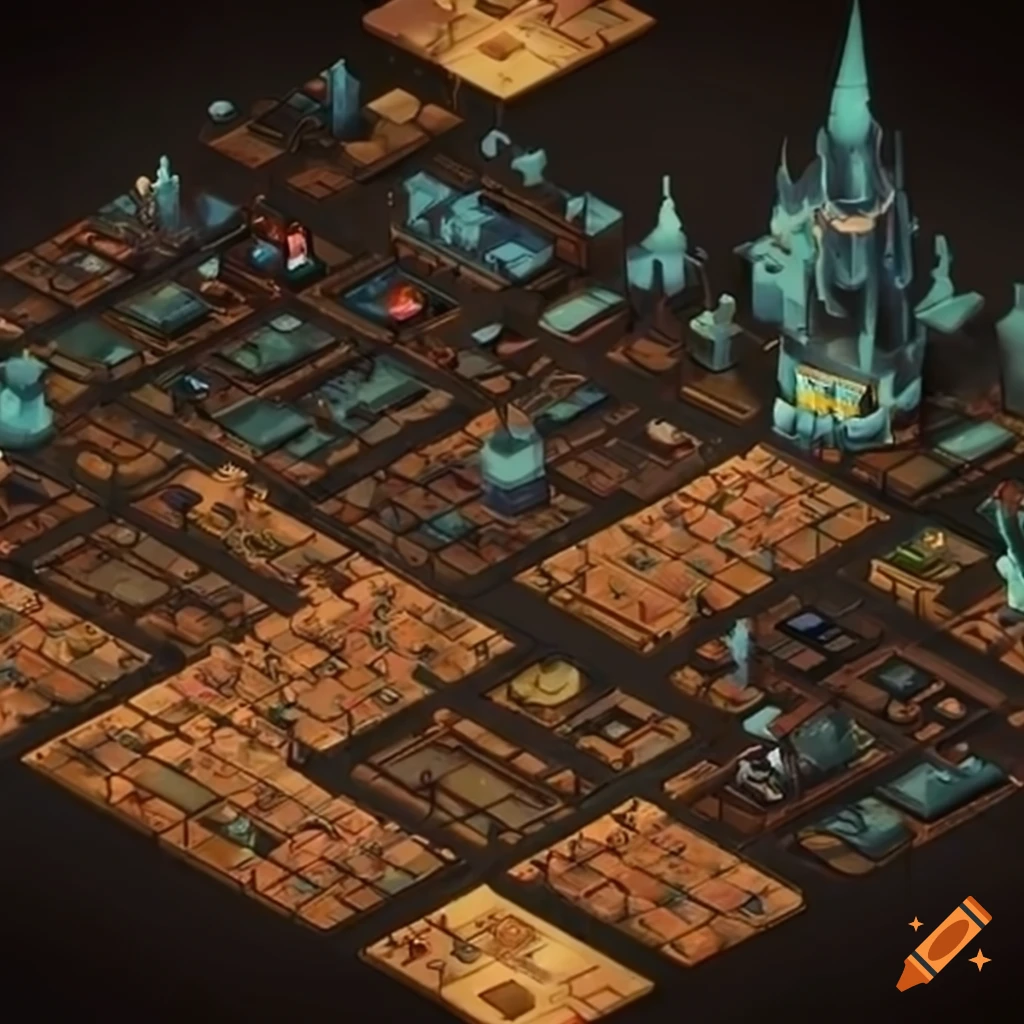 Image of an isometric strategy game with daemons on Craiyon
