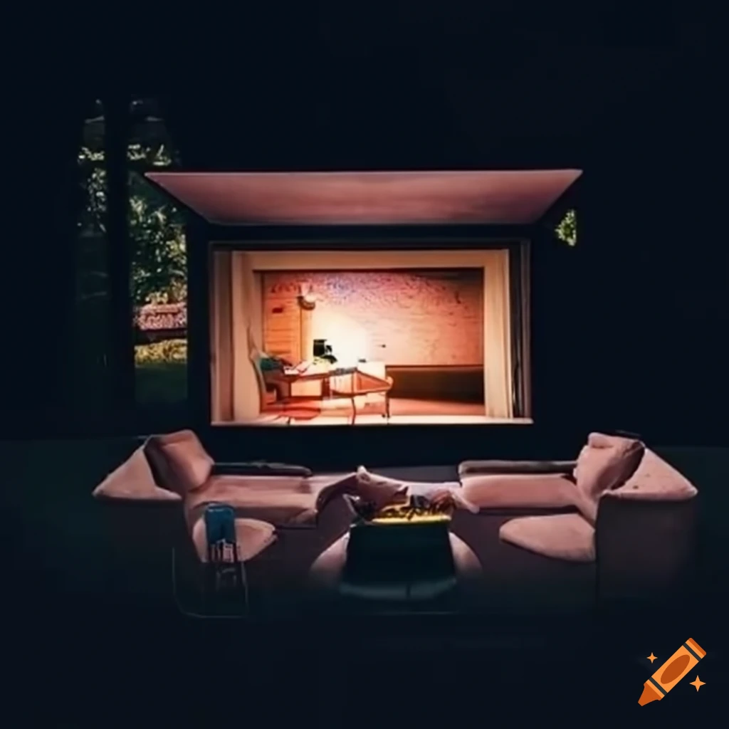 Caravan with built-in outdoor movie theater on Craiyon