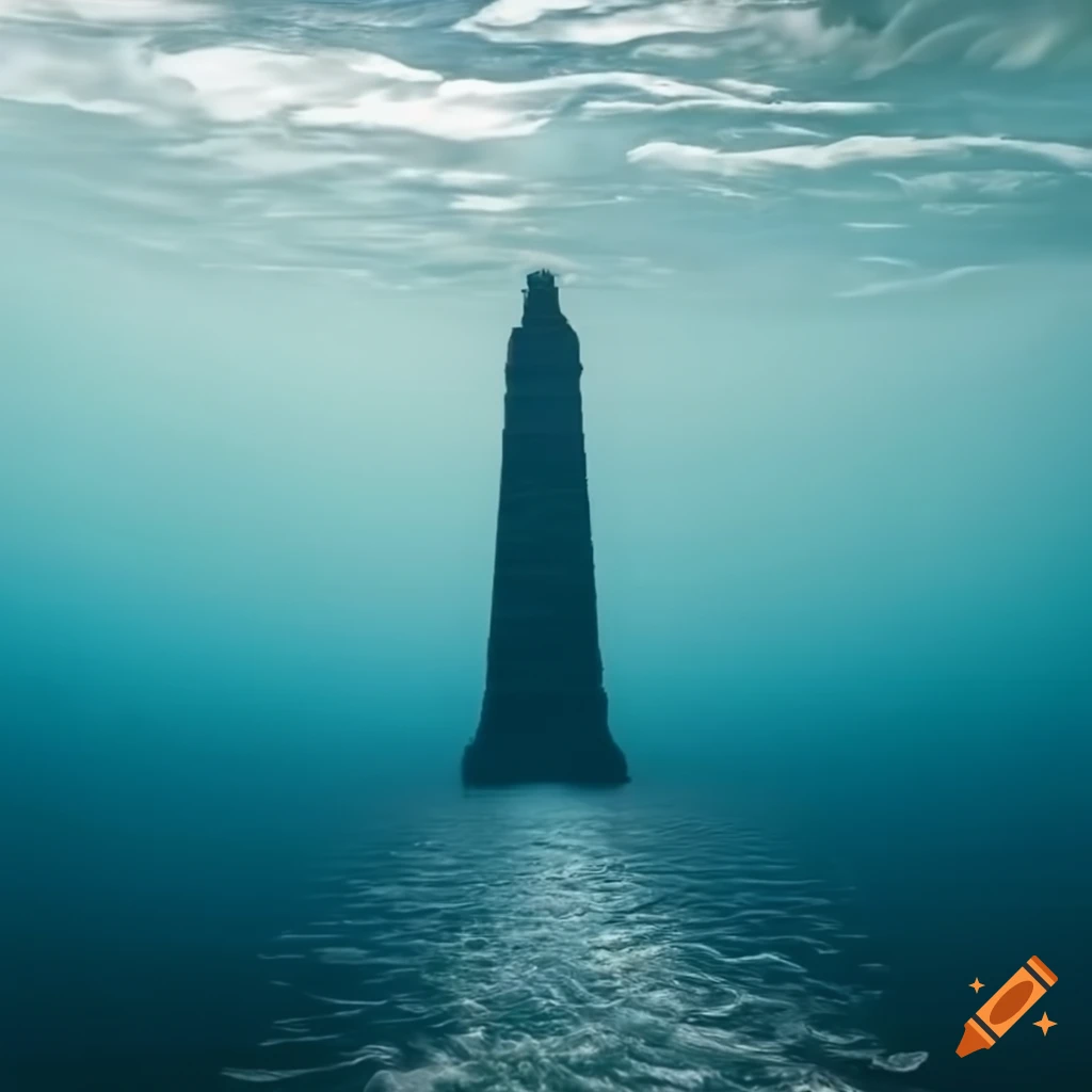 Impressive rock tower in the middle of the ocean on Craiyon