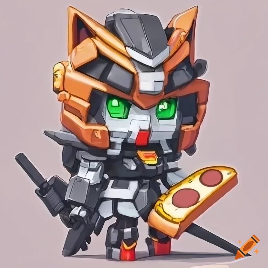 Chibi robot with black, orange, and white colors on Craiyon
