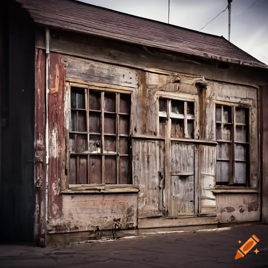 Weathered wooden sign on an old police station
