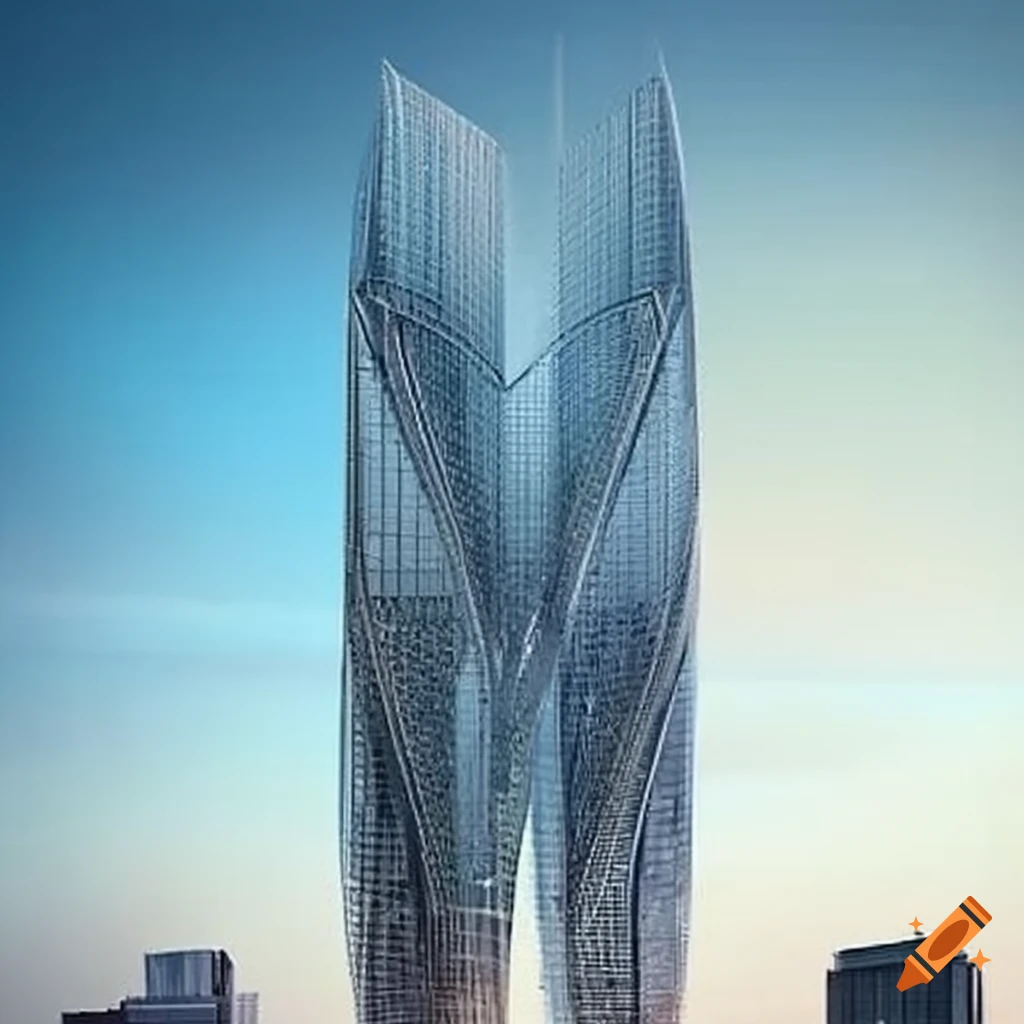 Sophisticated mega huge reticular tower architecture on Craiyon