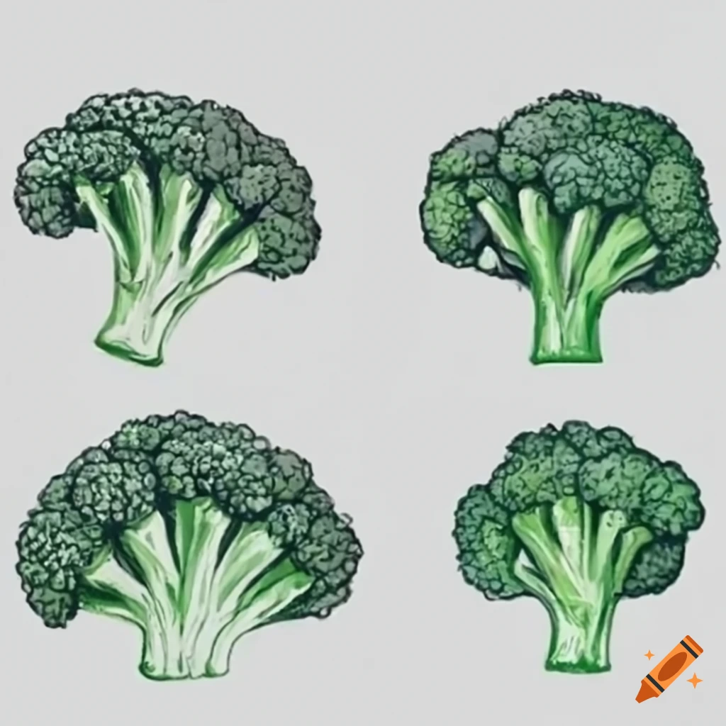 White background with painted broccoli on Craiyon