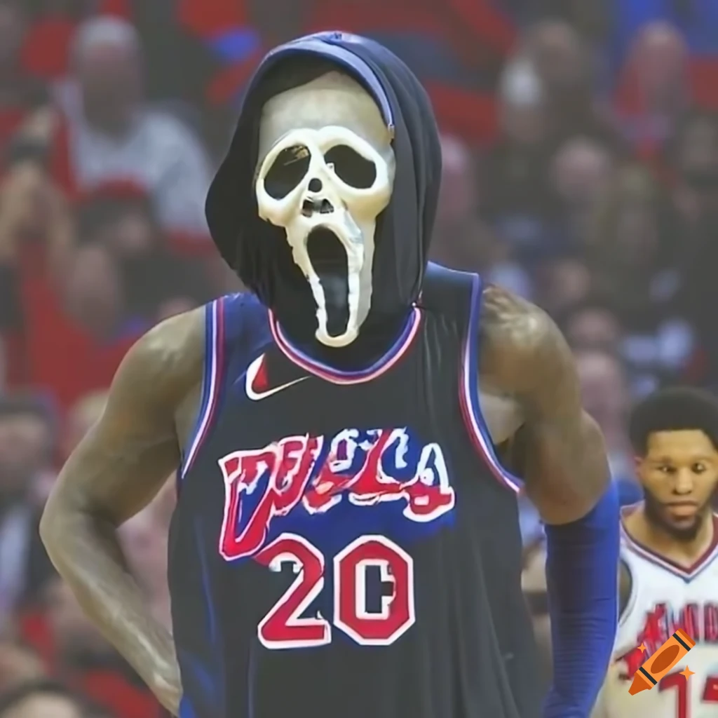 Ghostface wearing sixers jersey