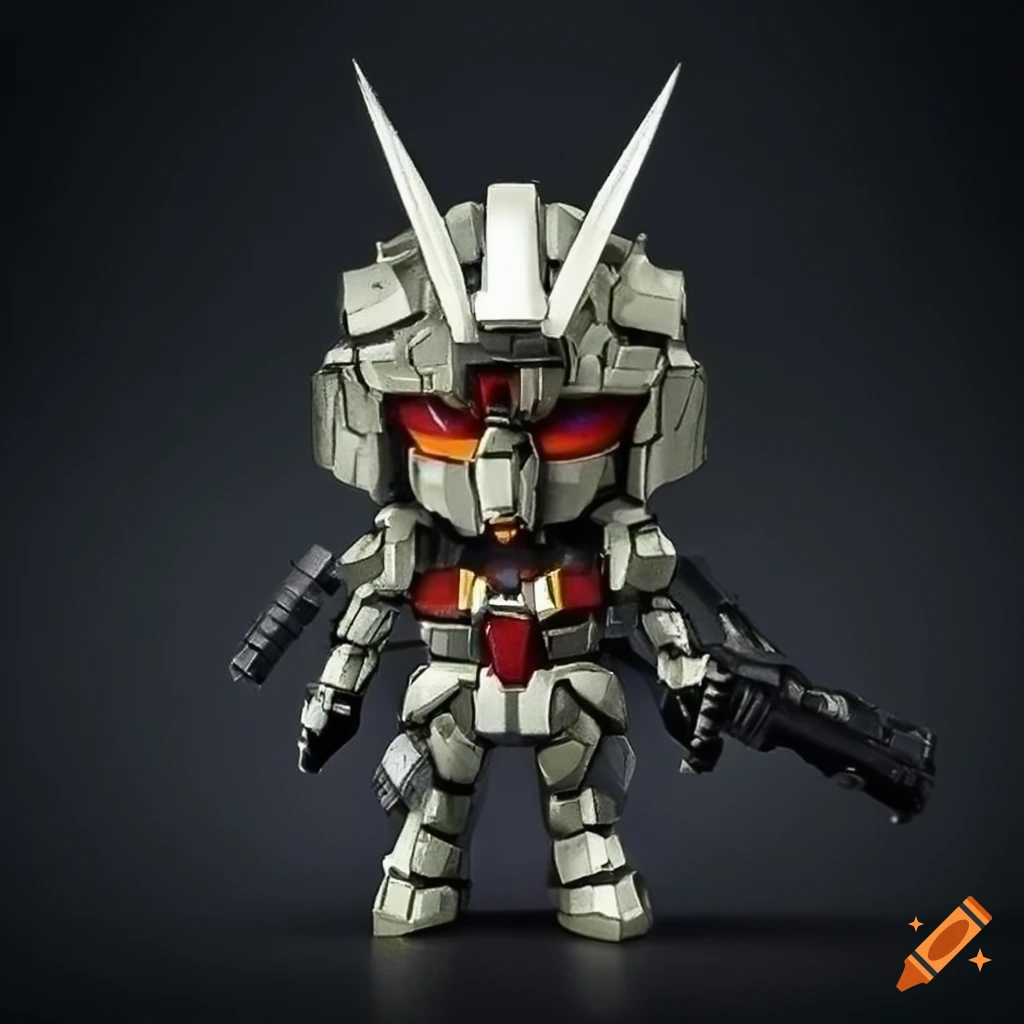 Metallic chibi robot in marine combat soldier armor on Craiyon