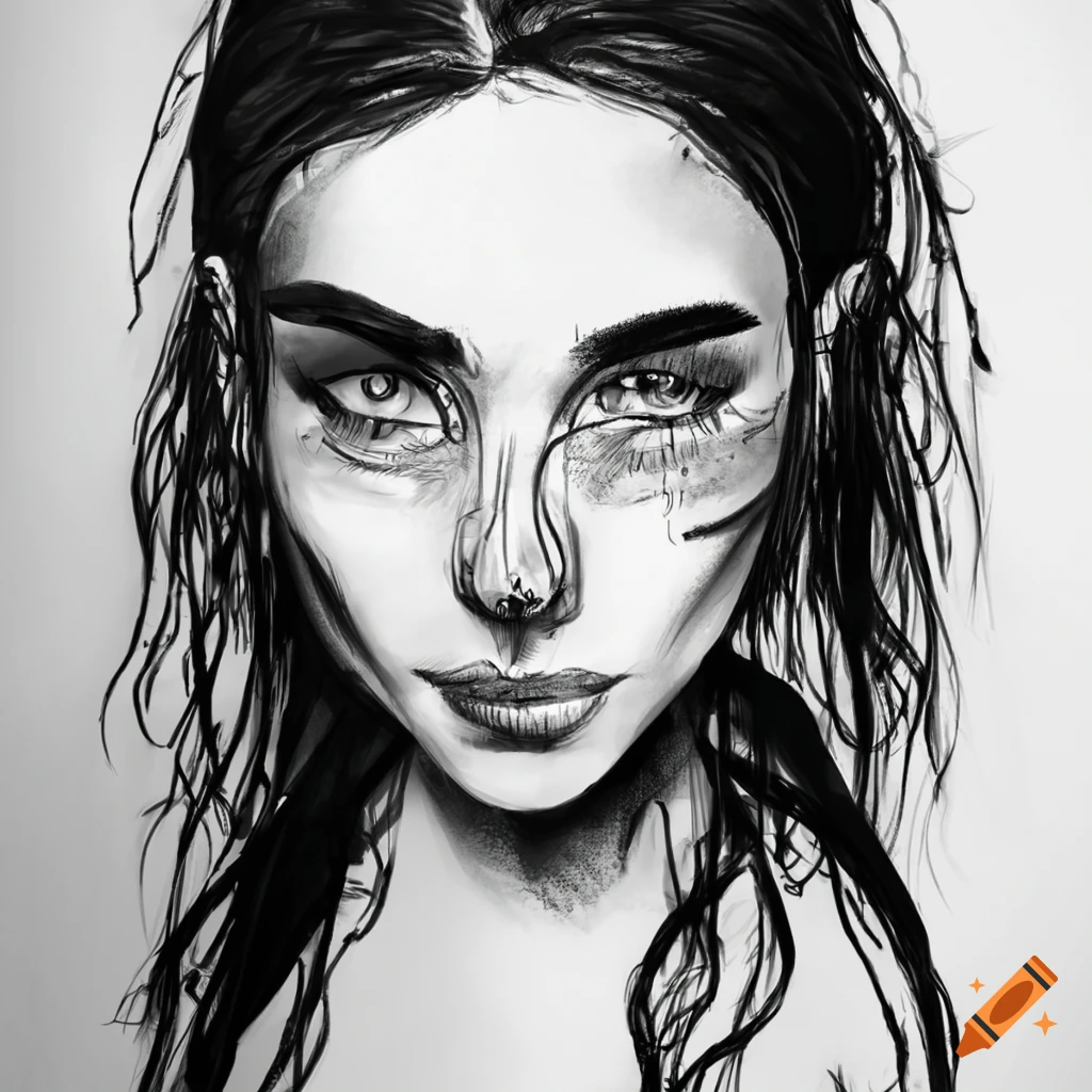 Sketch of an alternative woman on Craiyon