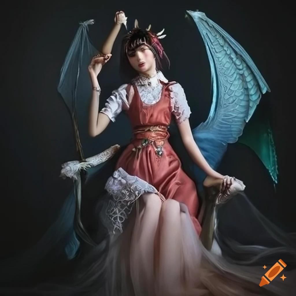 Tiefling asian with purple hair in a fantasy setting on Craiyon