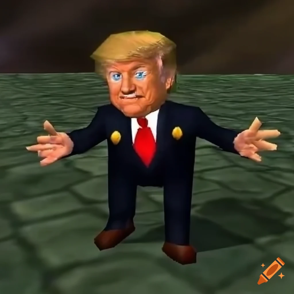 Screenshot of donald trump in super mario 64 on Craiyon