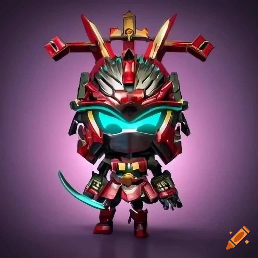 Chibi samurai robot with metallic armor on Craiyon