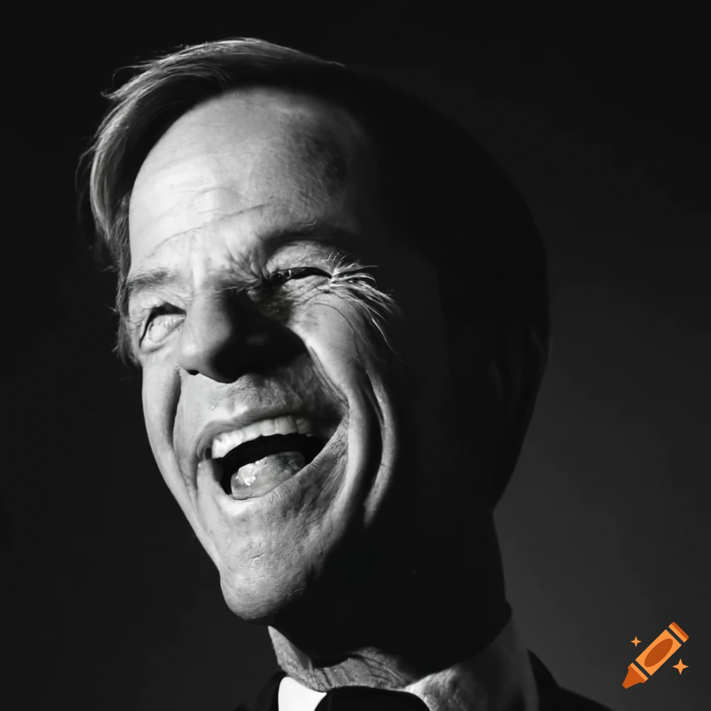 Mark Rutte laughing at a person on the street on Craiyon