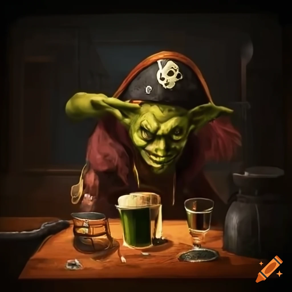 Illustration of goblin pirates enjoying a drink in a pirate tavern on ...