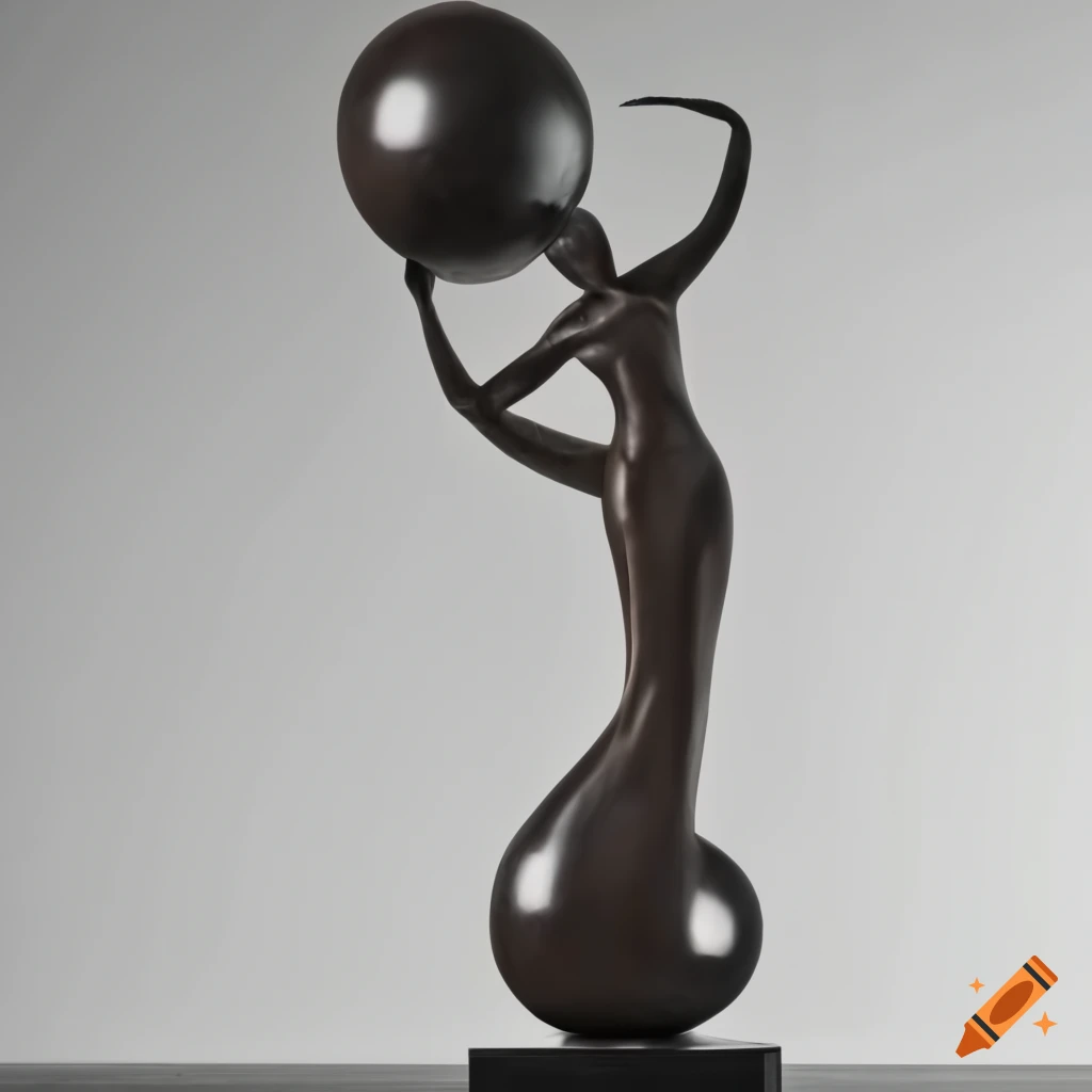 Sculpture of a woman lifting a sphere on Craiyon
