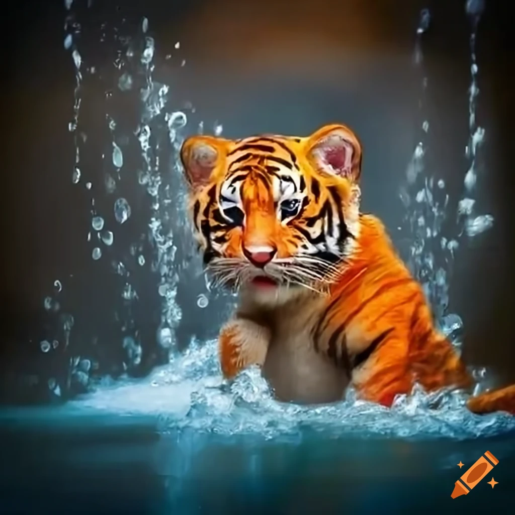 Tiger parachuting on Craiyon