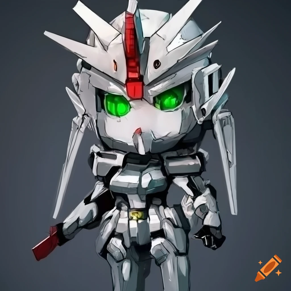 Illustration of a metallic samurai robot in chibi style on Craiyon