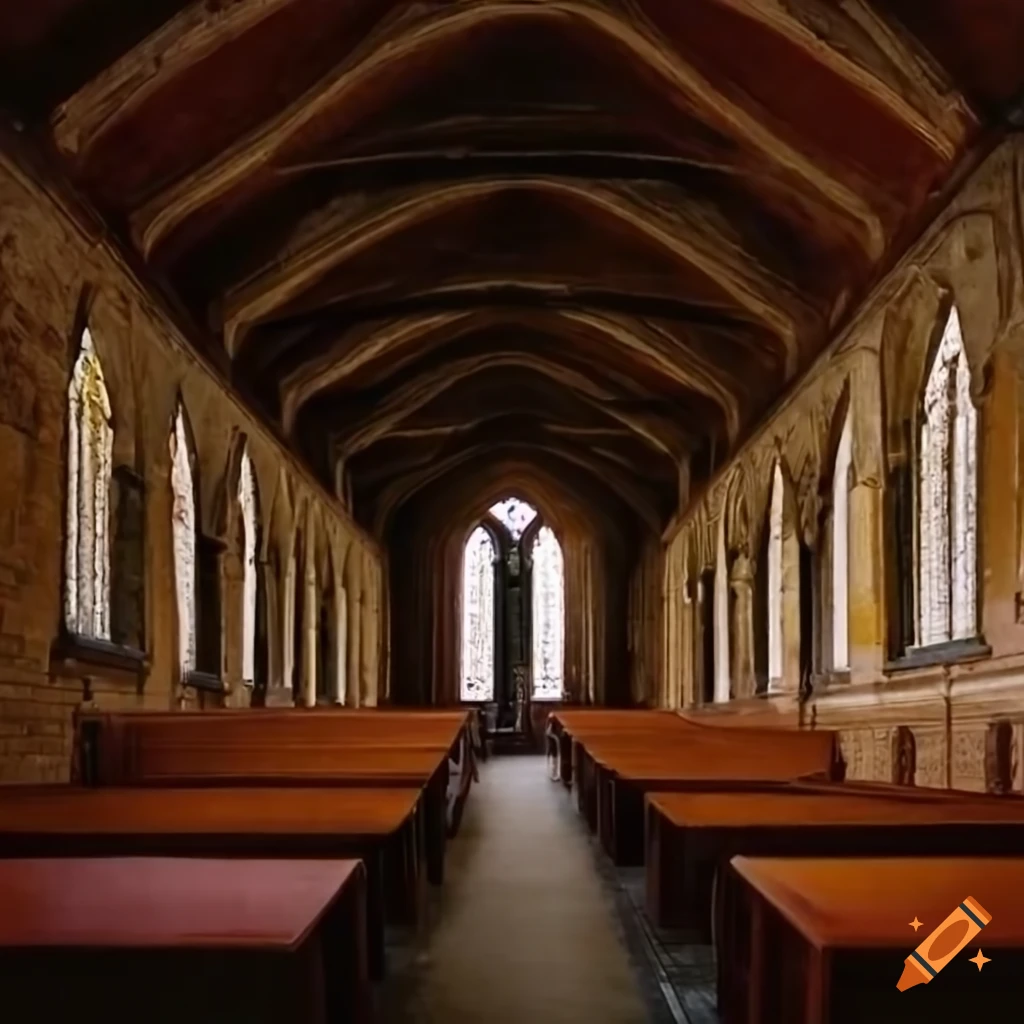 Interior of a monastery classroom