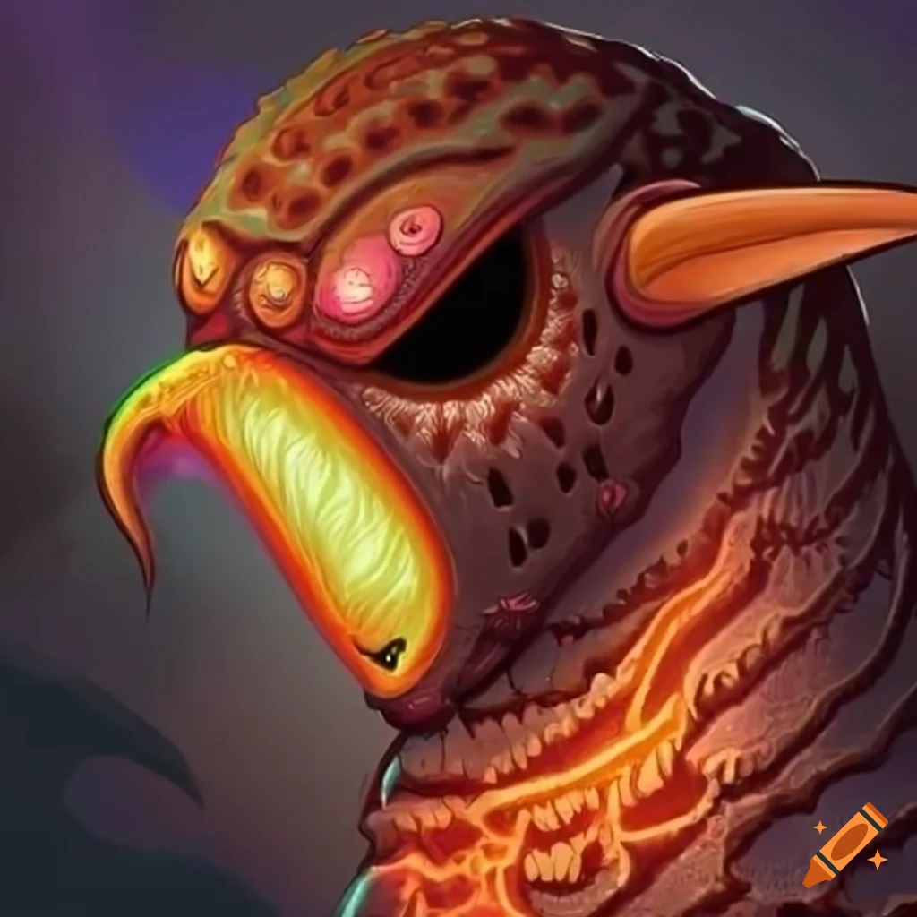 Illustration of a majestic red-scaled creature with wings on Craiyon