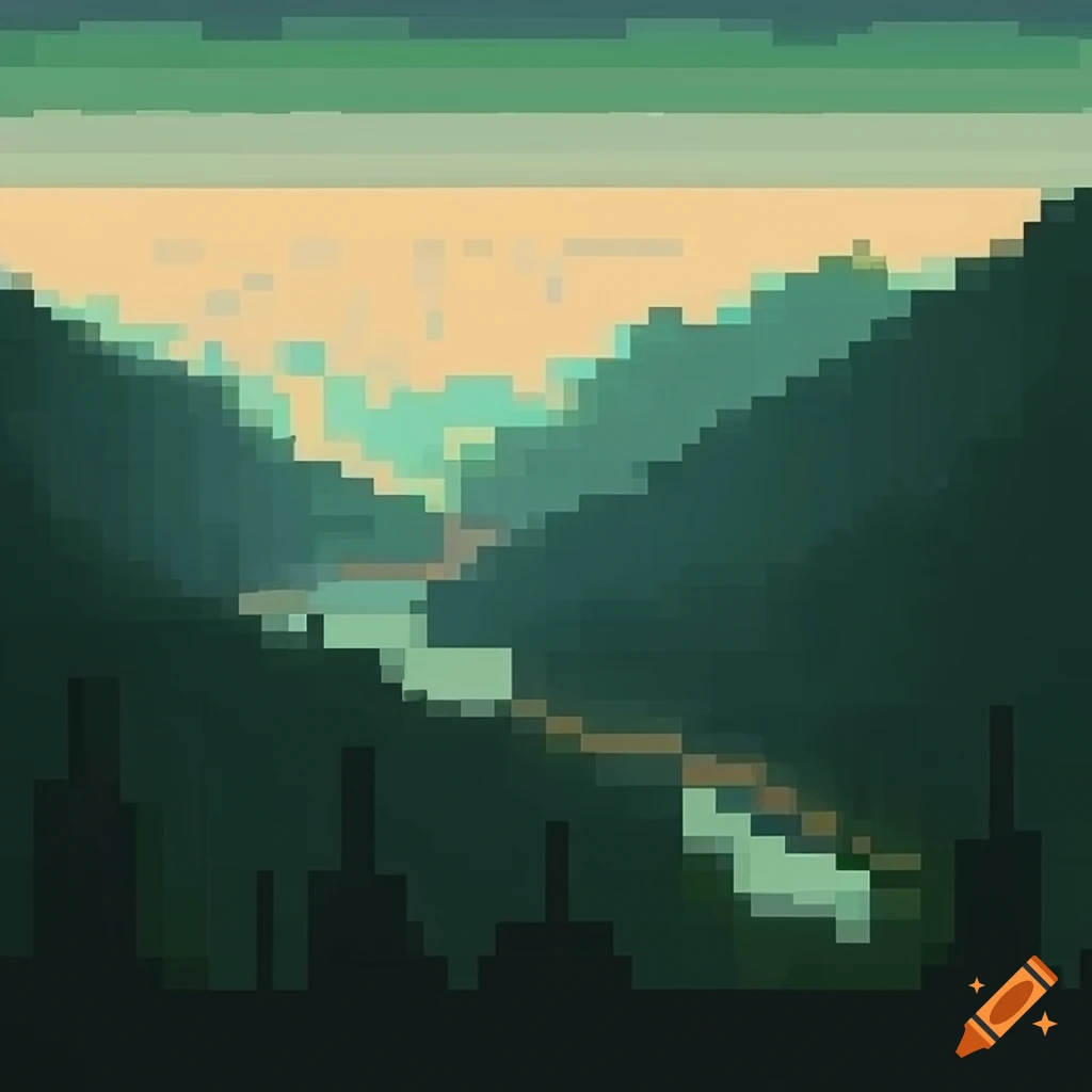Daily pixel art landscape on Craiyon