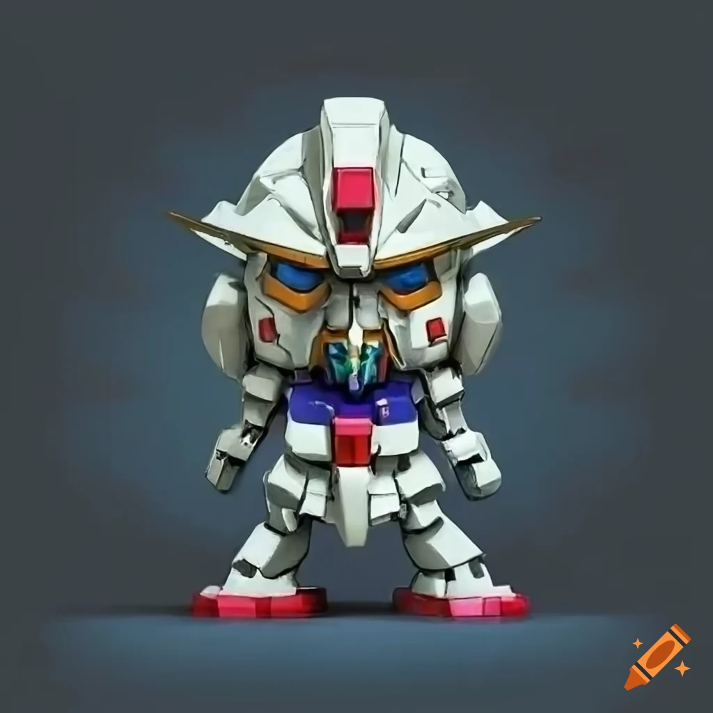 Chibi gundam robot with googly eyes on Craiyon