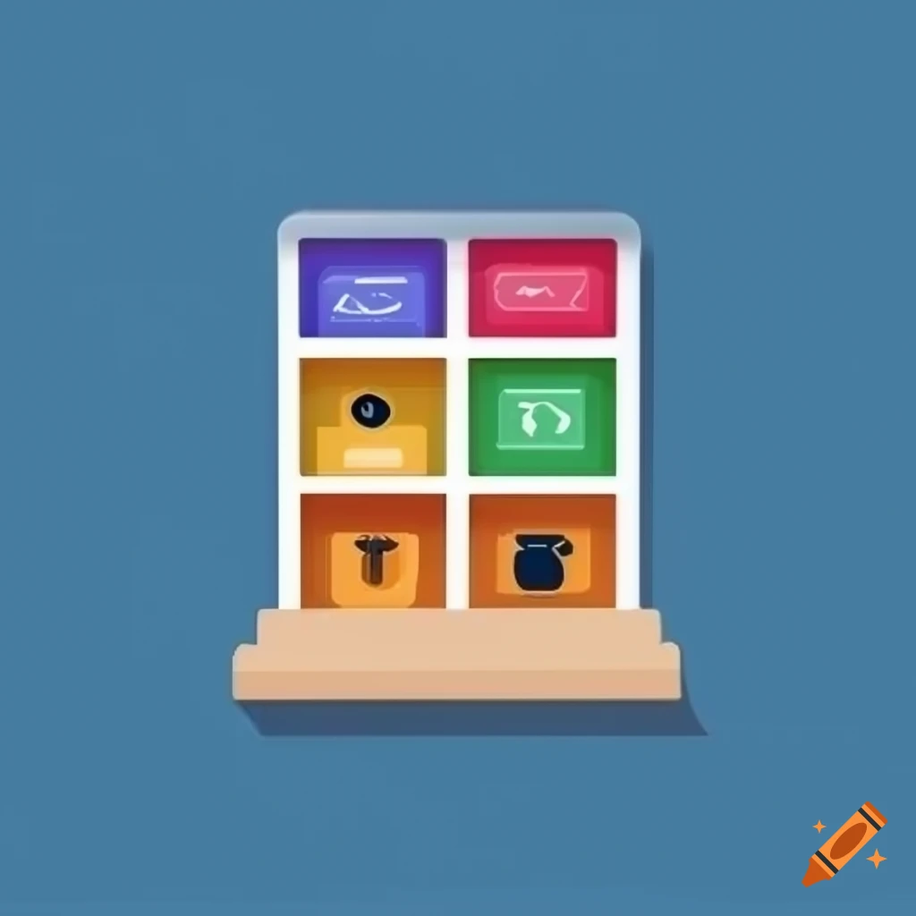 Modern app icon with small packages on a shelf on Craiyon