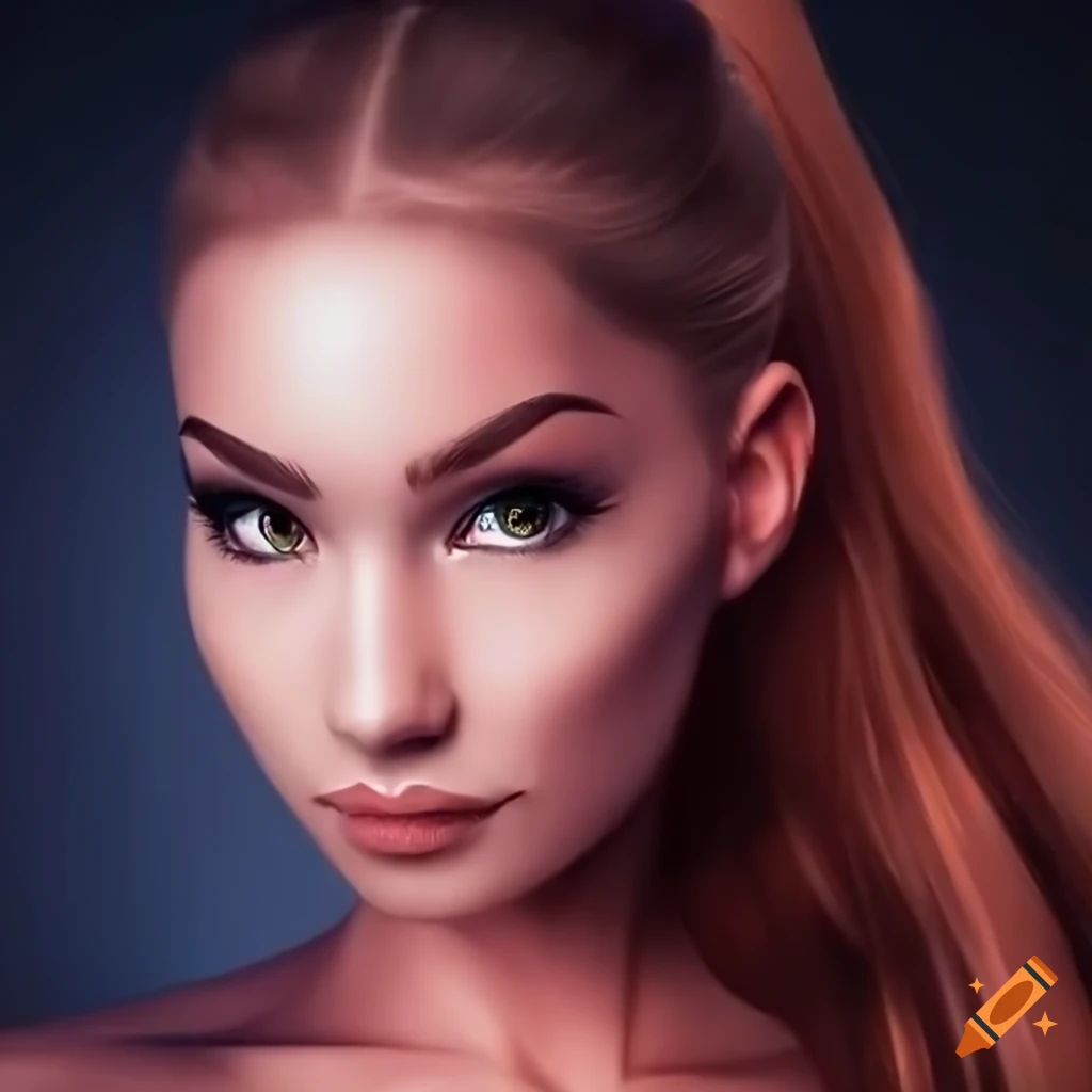 Portrait of a beautiful woman with a ponytail and choker on Craiyon