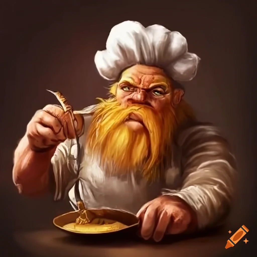 Illustration of a dwarf chef on Craiyon