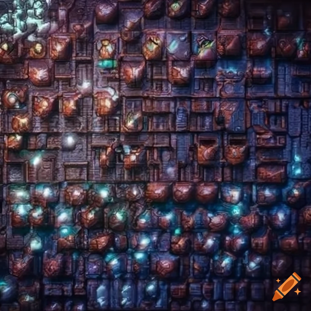 2d metal tile design in super metroid game on Craiyon