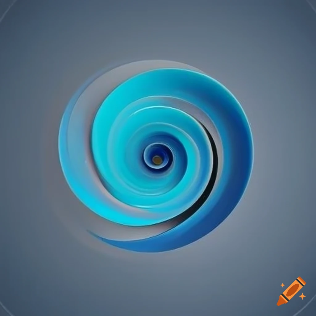Minimalist grey and blue logo with a spiral on Craiyon
