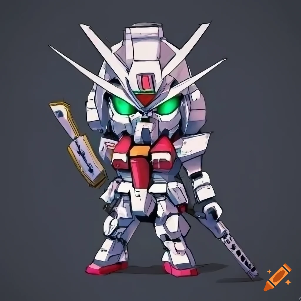 Metallic chibi robot in samurai armor on Craiyon